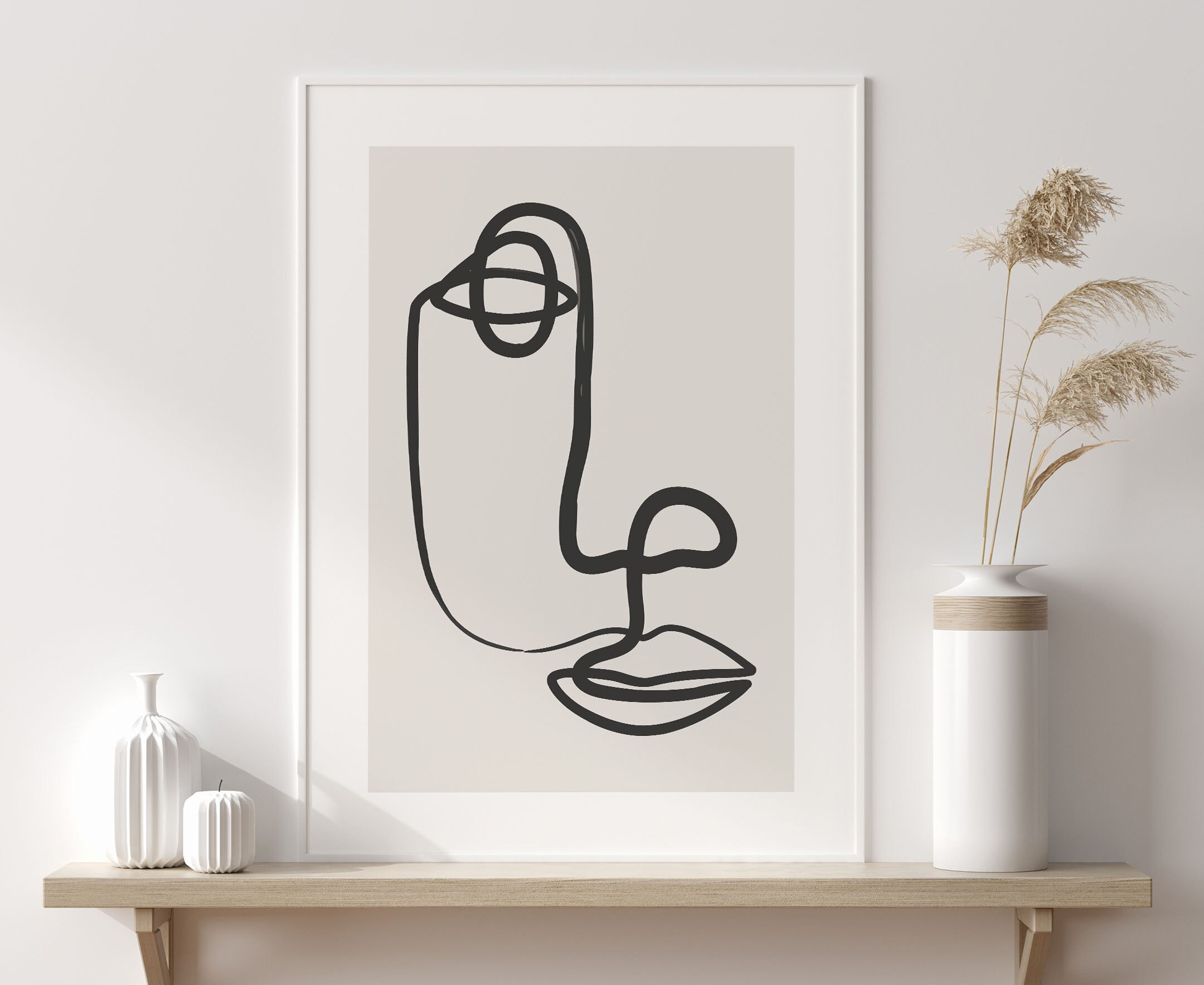 Face One Line Drawing Abstract Face Wall Art Line Drawing - Etsy