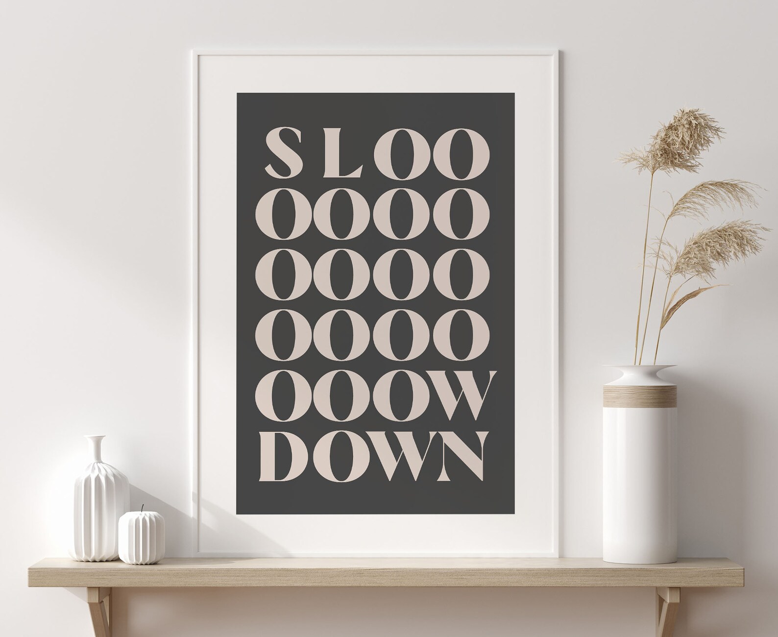 SLOW DOWN Art Print, Neutral Mid Century Modern Wall Decor (digital ...