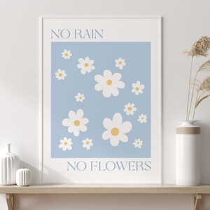 NO RAIN No FLOWERS Sky Blue Wall Art, Positivity Wall Print, Exhibition ...