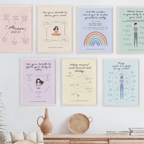 RAINBOW GROUNDING Set of 7 Prints Grounding Techniques - Etsy