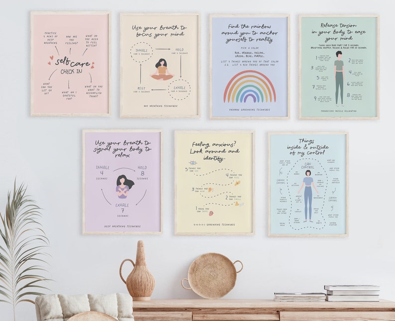RAINBOW GROUNDING Set of 7 Prints Grounding Techniques - Etsy