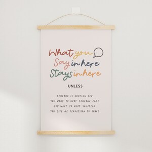 What You Say Here Stays Here – Print, Therapist Office Decor (digital ...