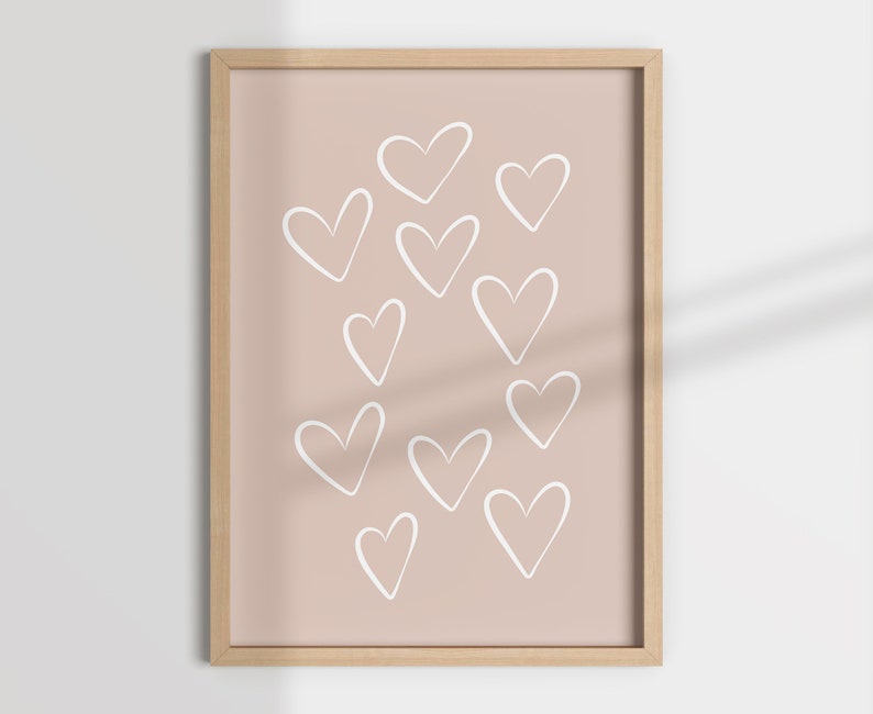 Hearts Print Love Print Boho Hearts Romantic Wall Art - Etsy
