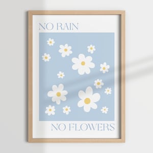 NO RAIN No FLOWERS Sky Blue Wall Art, Positivity Wall Print, Exhibition ...