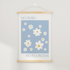 NO RAIN No FLOWERS Sky Blue Wall Art, Positivity Wall Print, Exhibition ...