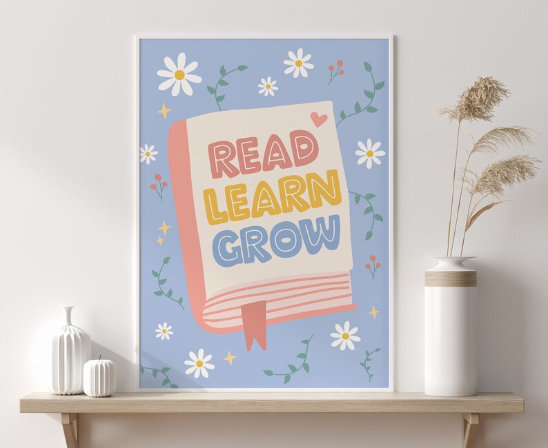 READ LEARN GROW Classroom Poster Classroom Art Positive | Etsy