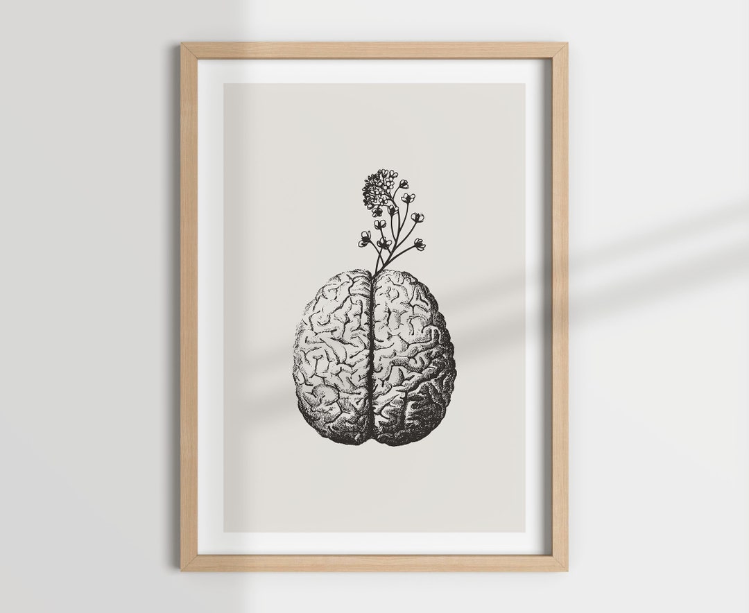 BRAIN BLOOM, Brain Art, Clinic Decor, Anatomy Poster, Psychologist ...