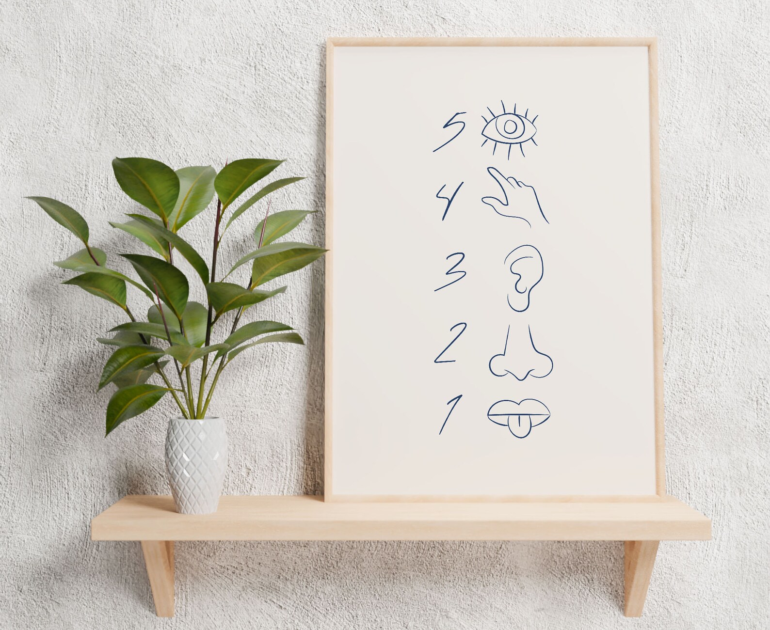 Grounding Technique Senses Print, Mental Health Therapy Art (digital ...