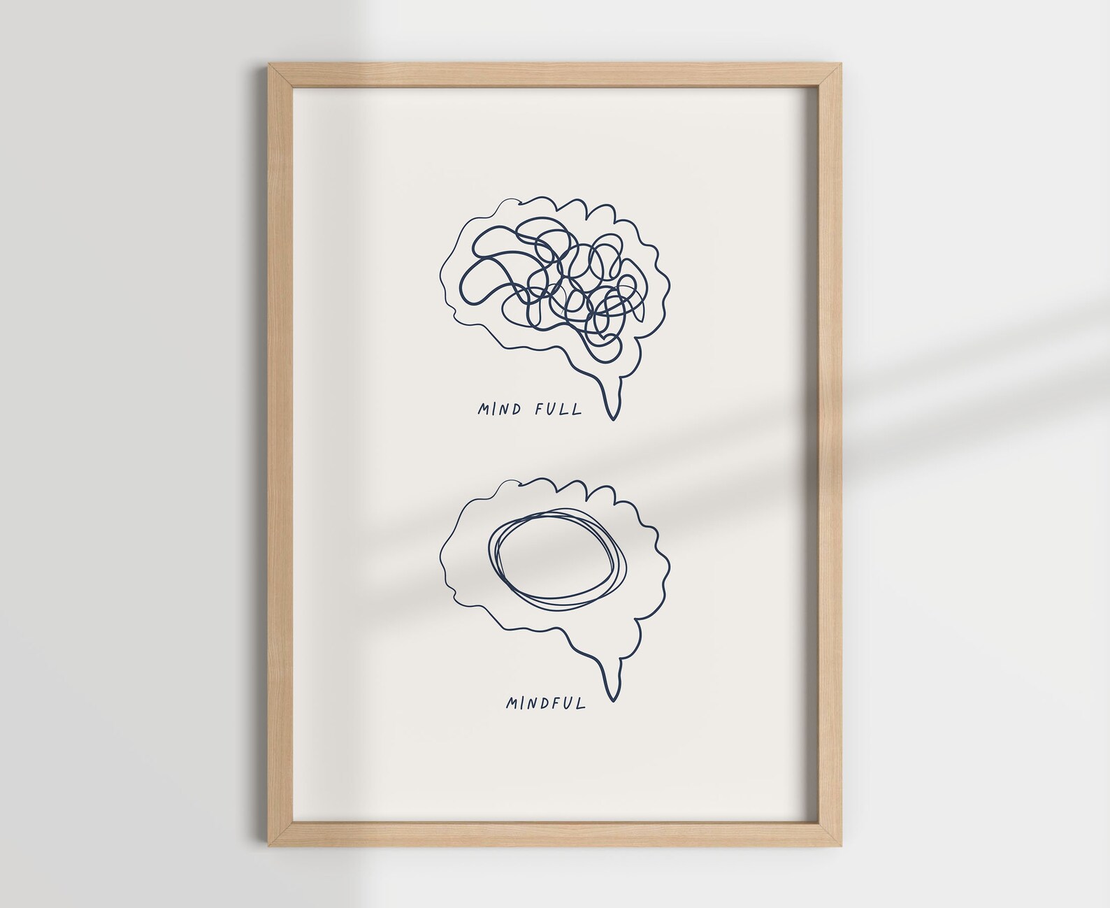 Mindfull Vs Mindful Brain Art Print, Therapy Office Decor (digital ...