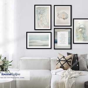 SERENE THERAPY, Set of 5, Neutral Blue, Therapy Decor, Therapist Office ...