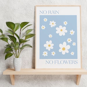 NO RAIN No FLOWERS Sky Blue Wall Art, Positivity Wall Print, Exhibition ...
