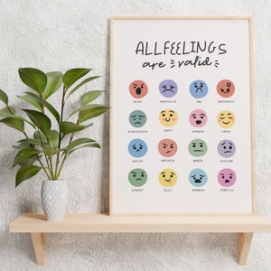 ALL FEELINGS Are VALID, Feelings Chart, Emotions, Feelings Poster ...