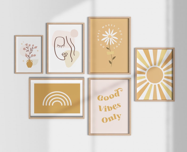 GOOD VIBES Set of 6 Prints Happy Gallery Wall Cheerful Wall - Etsy