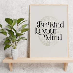 BE KIND to Your MIND, Brain Art, Anatomy Poster, Mental Health, Therapy ...