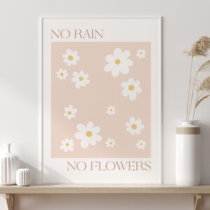 NO RAIN No FLOWERS Print, Blush Wall Art, Positivity Wall Print ...