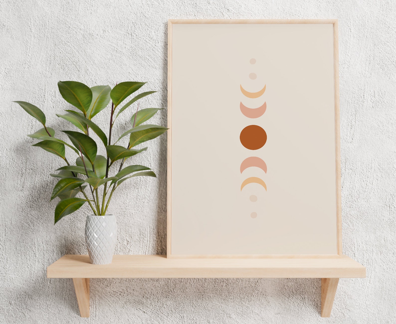 Boho Moon Phase Wall Print Abstract Printable Mid Century - Etsy