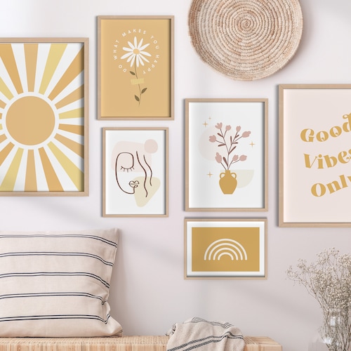 GOOD VIBES Set of 6 Prints Happy Gallery Wall Cheerful Wall - Etsy