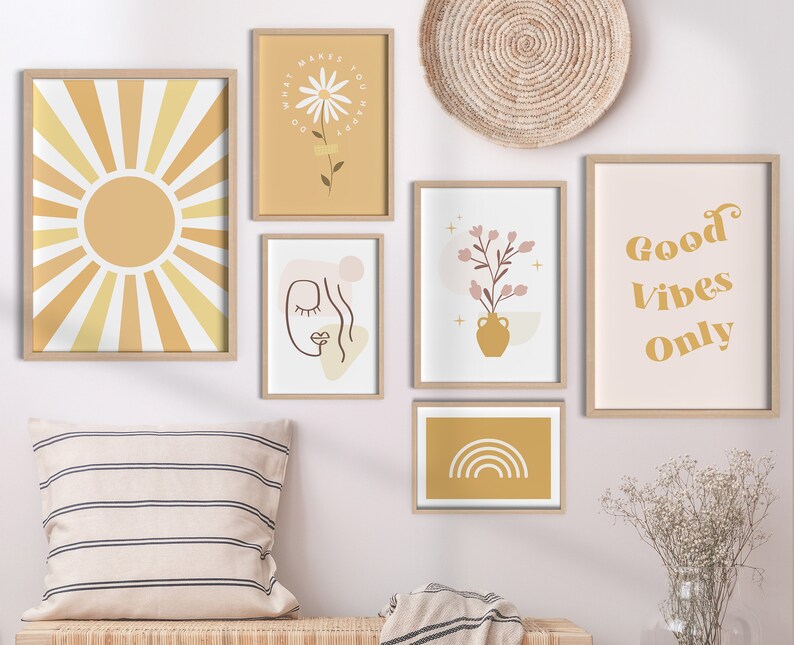 GOOD VIBES Set of 6 Prints Happy Gallery Wall Cheerful Wall - Etsy