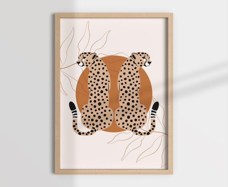 Boho Cheetah Art Spirit Animal Boho Wild Cat Illustration | Etsy