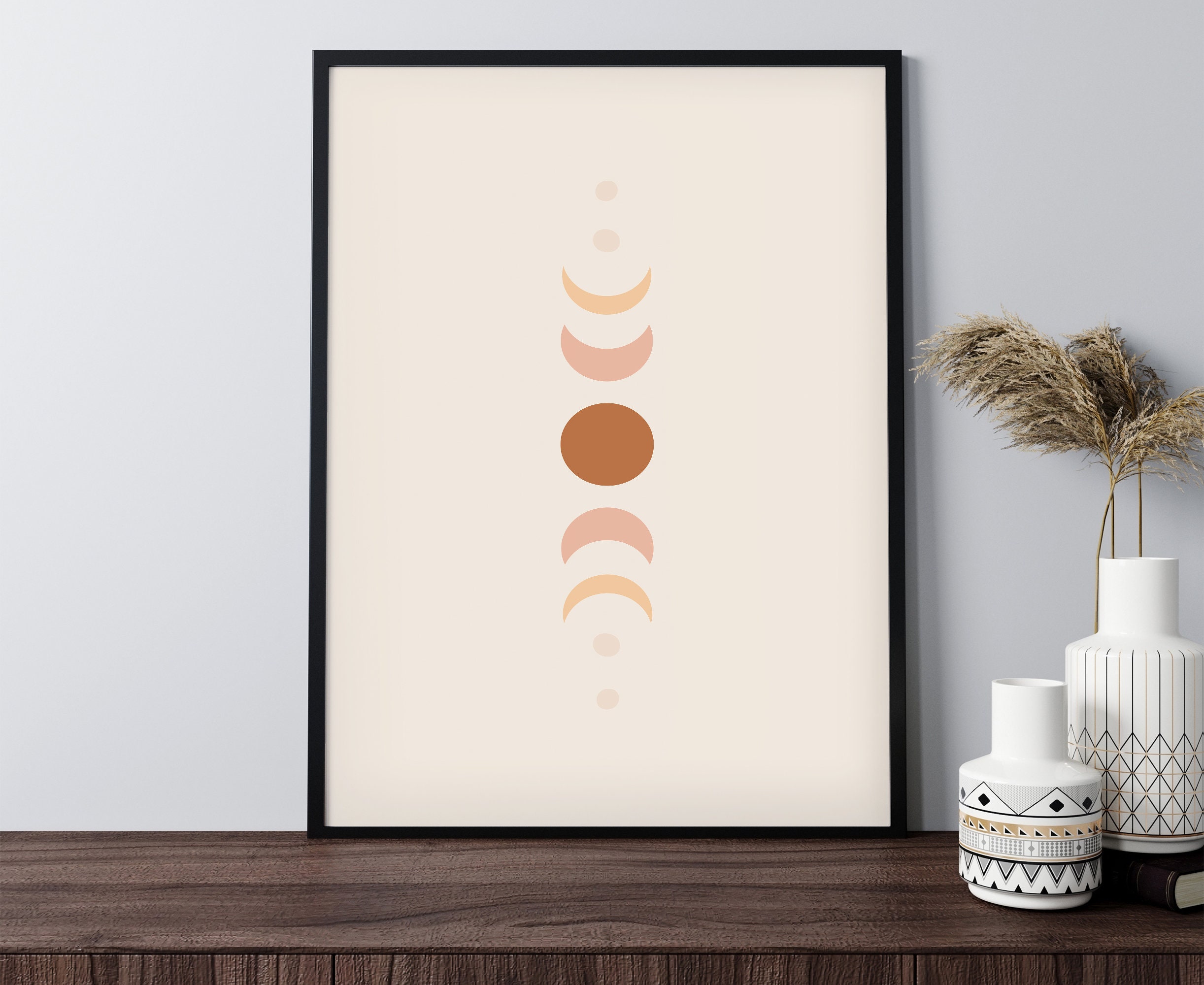 Boho Moon Phase Wall Print Abstract Printable Mid Century - Etsy
