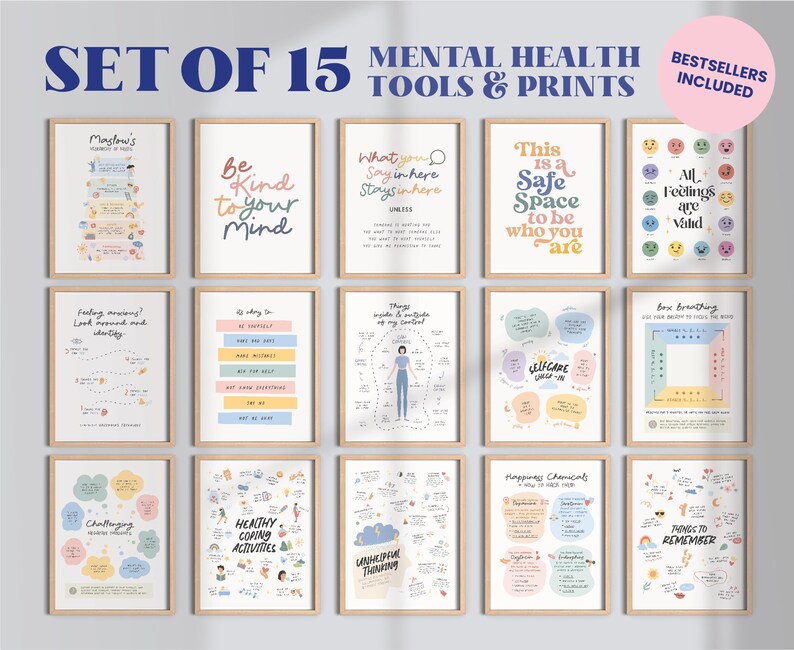 COUNSELLING CLASSICS Set of 15 Mental Heath Poster Therapist - Etsy