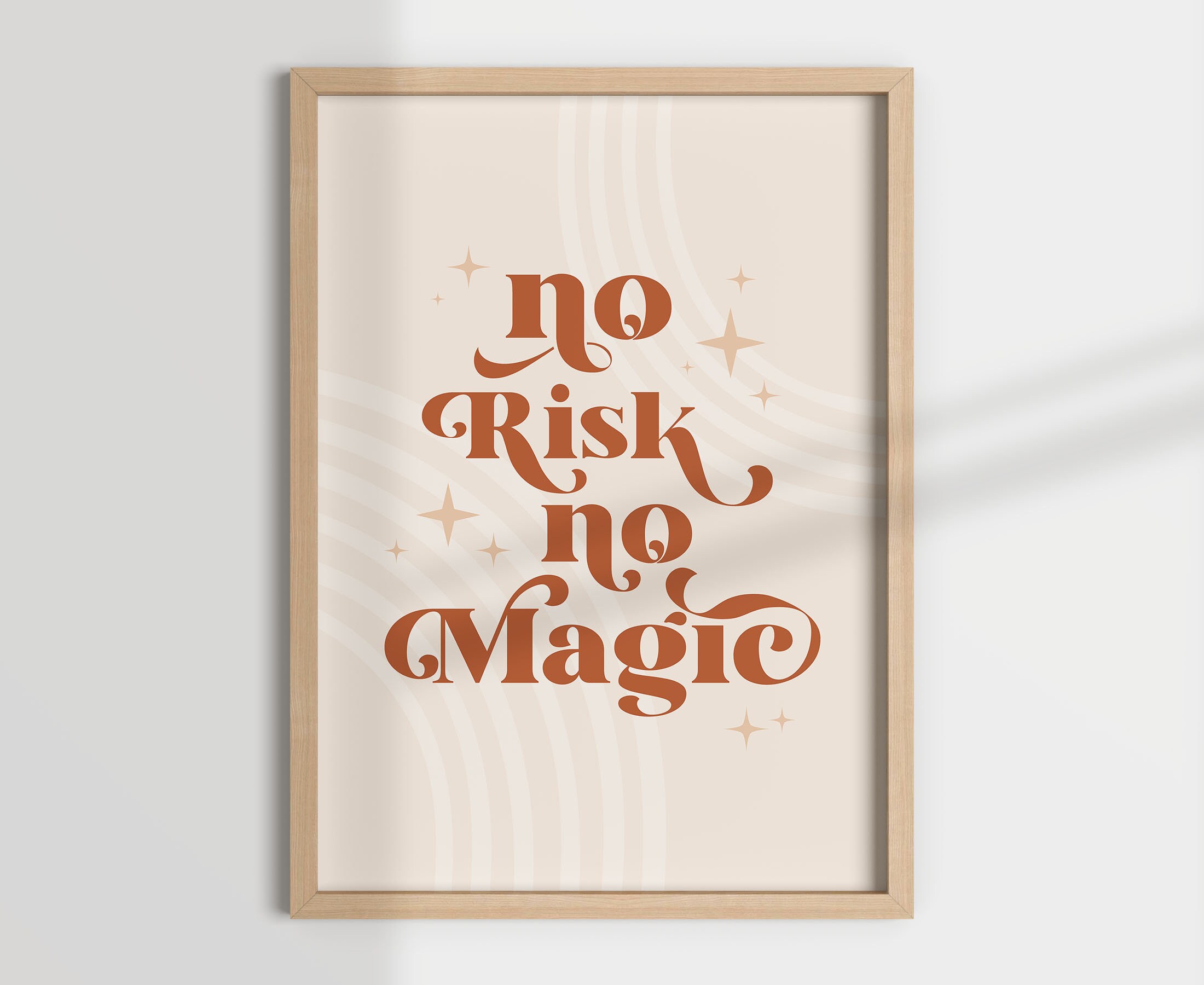 No risk no magic wall print boho inspiration wall art | Etsy