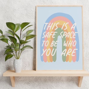 SAFE SPACE Poster, Mental Health Art, Therapy Decor, Therapist Office ...
