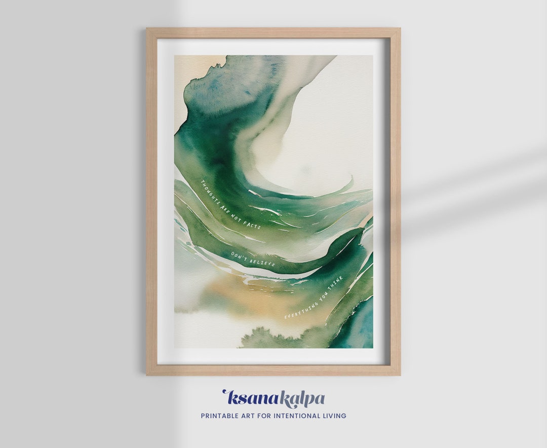 Thoughts Are Not Facts, Mindfulness Art Print, Therapy Office Decor ...