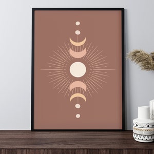 Boho Moon Phase Wall Print Abstract Printable Mid Century - Etsy