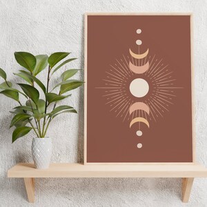 Boho Moon Phase Wall Print, Abstract Printable, Mid Century Modern Art ...