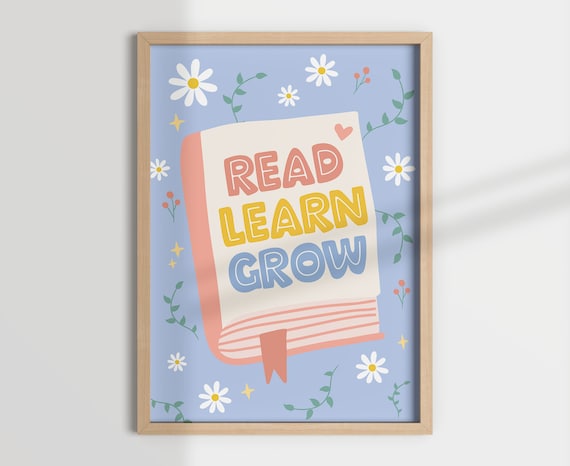 READ LEARN GROW Classroom Poster Classroom Art Positive | Etsy