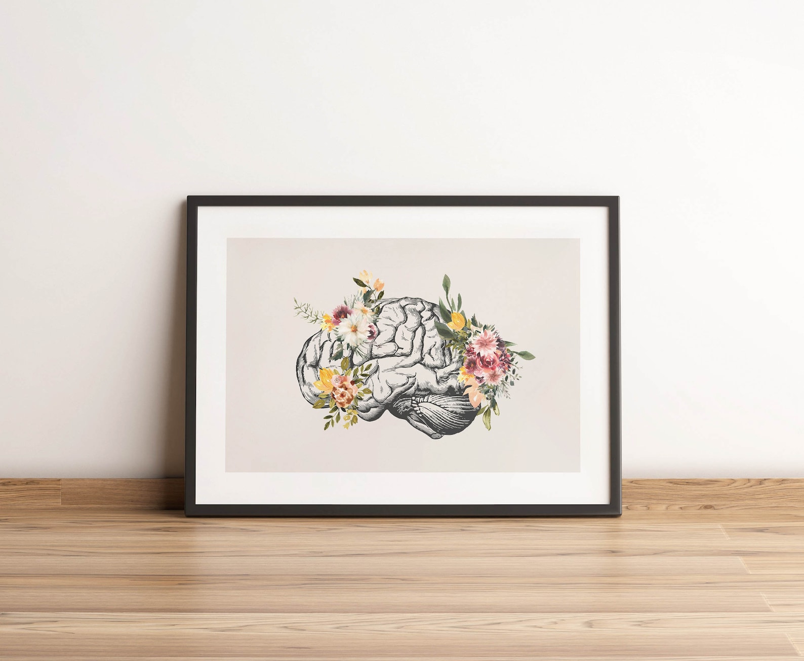 Brain Bloom Art Print, Floral Psychology Poster, Therapy Office Decor ...