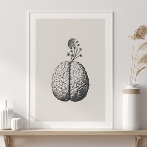 BRAIN BLOOM, Brain Art, Clinic Decor, Anatomy Poster, Psychologist ...
