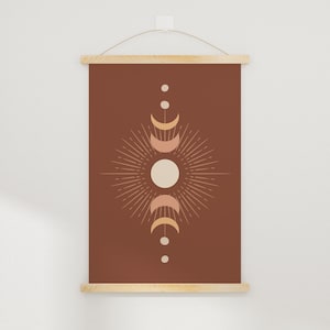 Boho Moon Phase Wall Print, Abstract Printable, Mid Century Modern Art ...