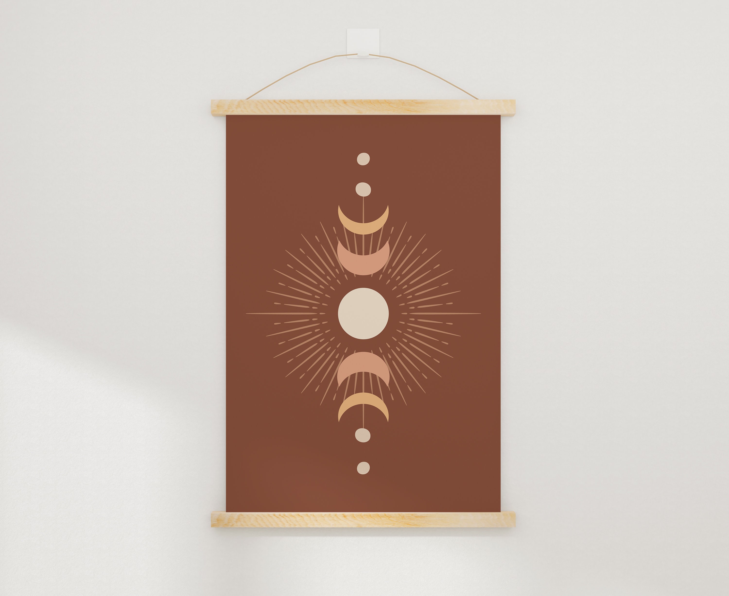 Boho moon phase wall print abstract printable Mid century | Etsy