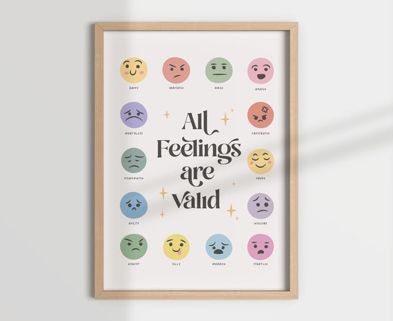 ALL FEELINGS Are VALID Feelings Chart Emotions Feelings | Etsy