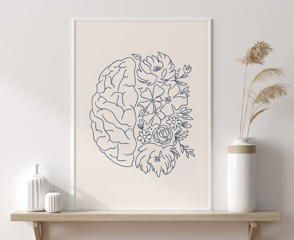 BRAIN BLOOM Print Psychology Brain Art Brain Art Flower - Etsy