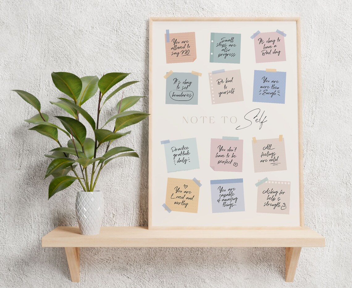 NOTE TO SELF Self Care Reminder Therapy Office Therapist - Etsy