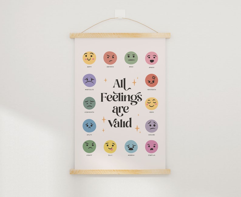 ALL FEELINGS Are VALID Feelings Chart Emotions Feelings | Etsy