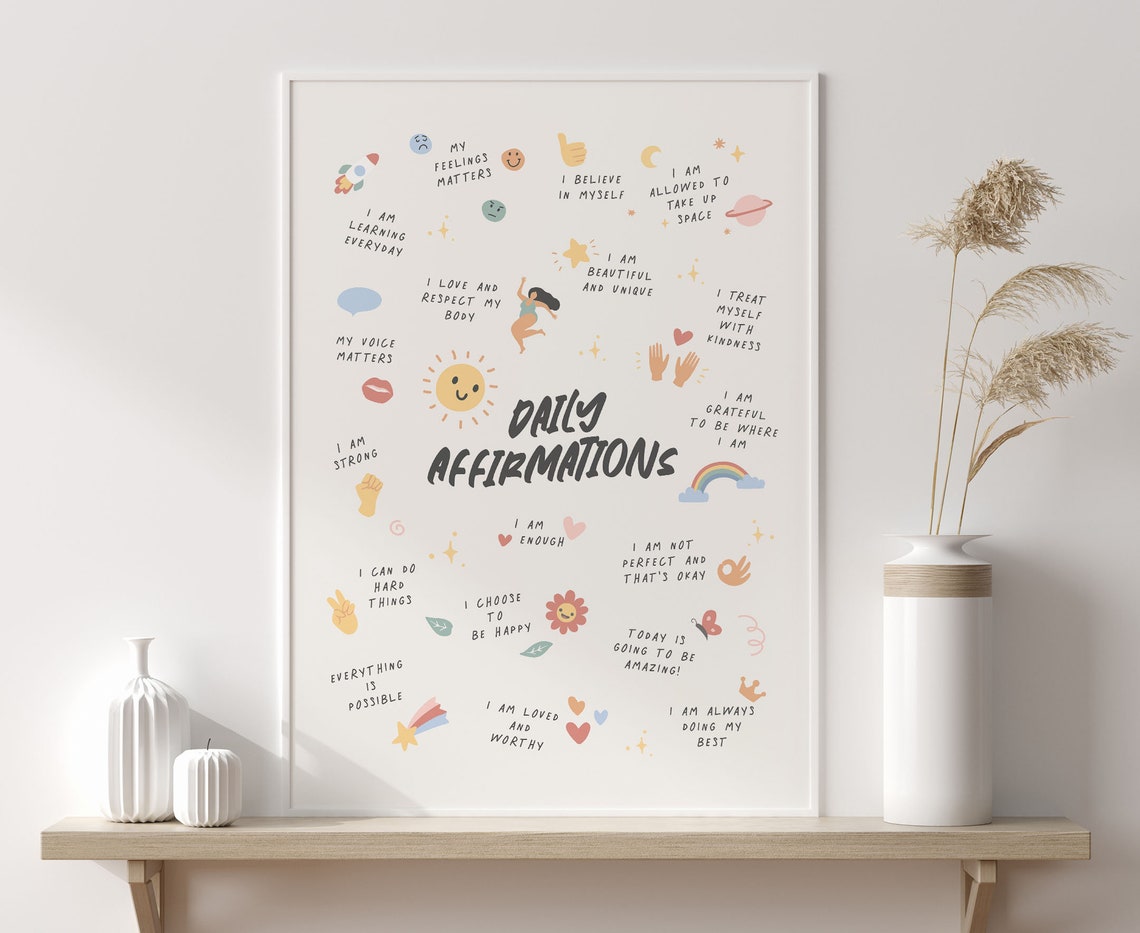 DAILY AFFIRMATIONS Positive Affirmations Classroom Art | Etsy