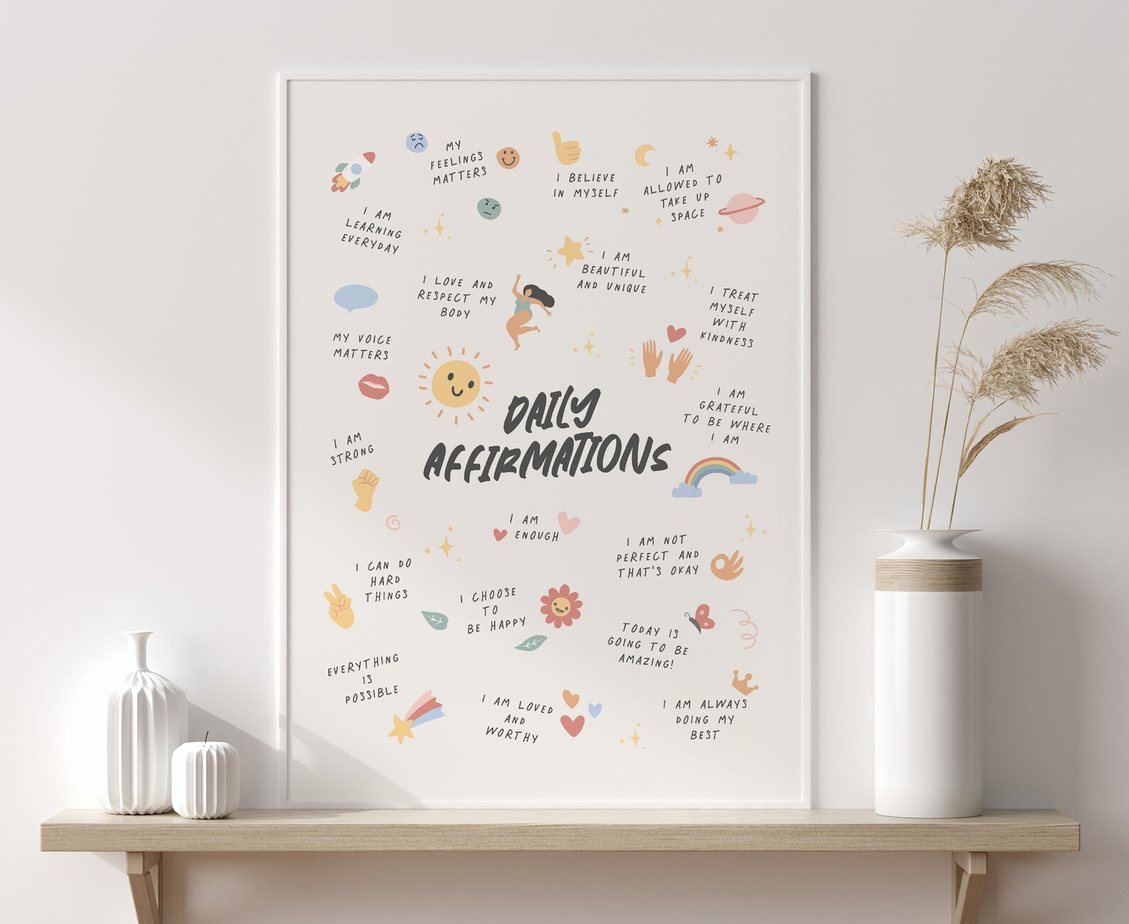 DAILY AFFIRMATIONS Positive Affirmations Classroom Art | Etsy