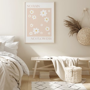 NO RAIN No FLOWERS Print, Blush Wall Art, Positivity Wall Print ...
