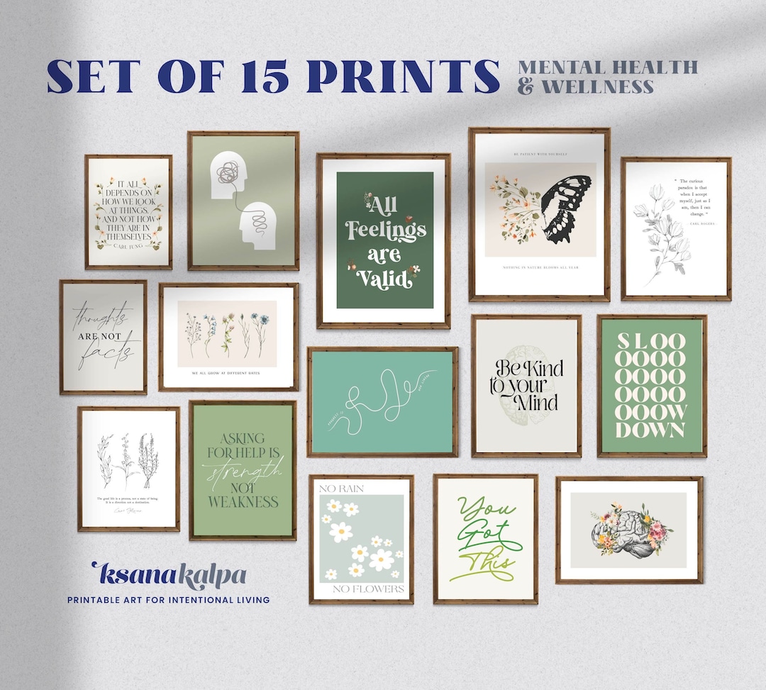 MENTAL HEALTH THERAPY Office Bundle, Set of 15, Sage Green, Therapy ...