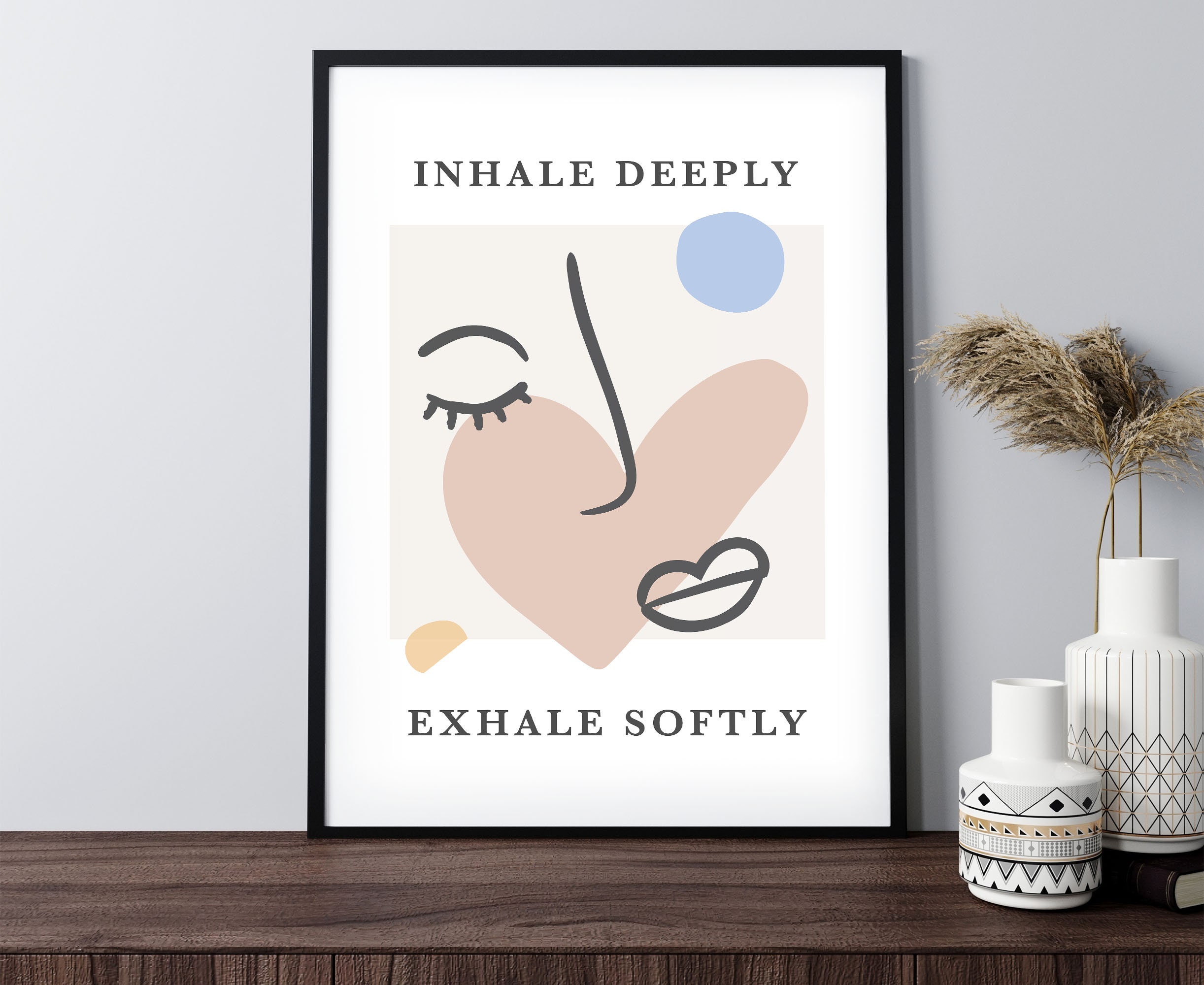 INHALE DEEPLY exhale SOFTLY print abstract face exhibition | Etsy