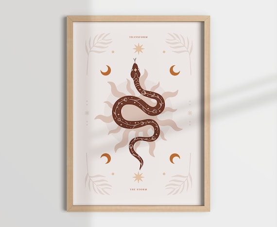Boho Snake Art Spirit Animal Transform the Storm Boho | Etsy