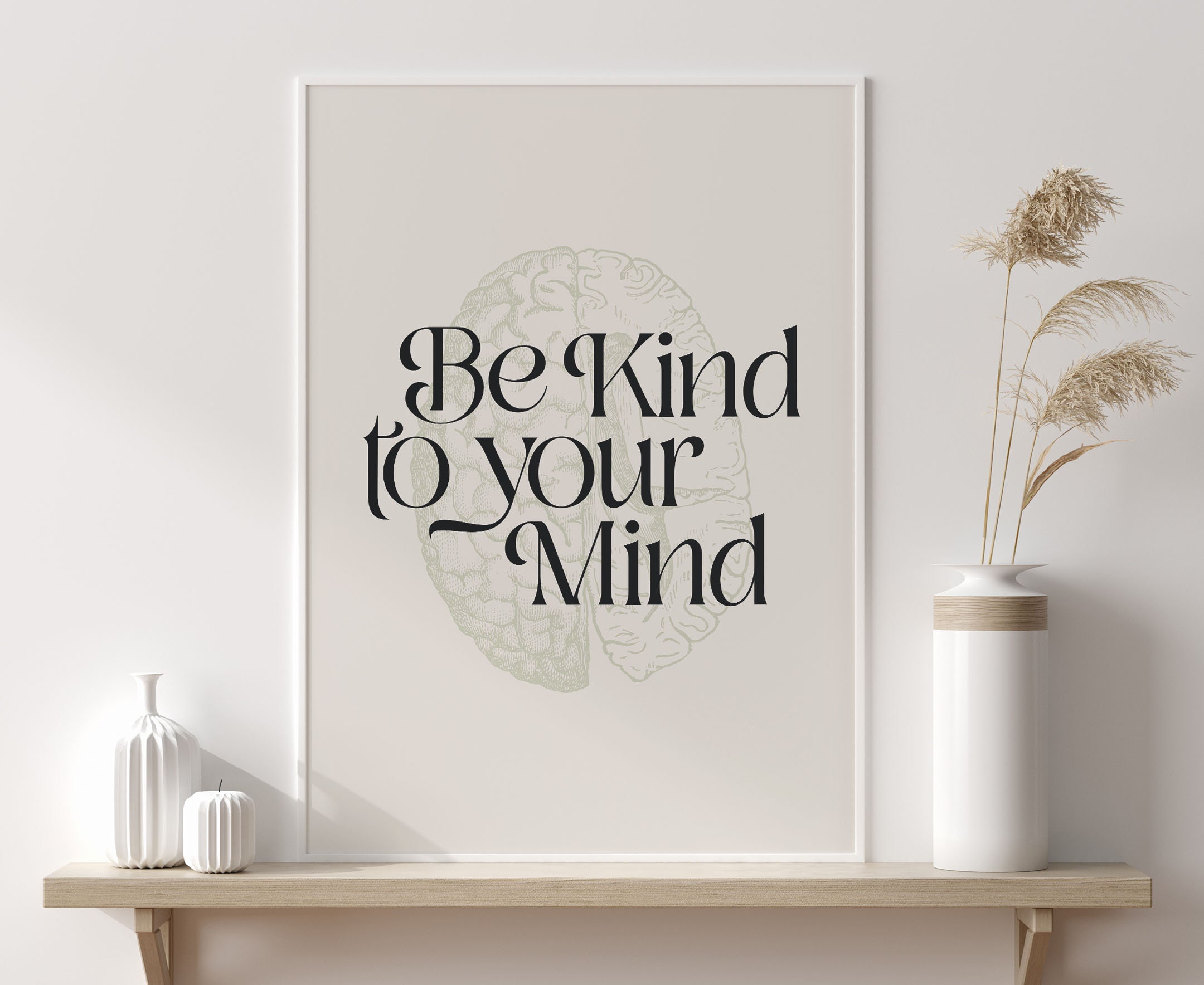 Buy Be Kind to Your Mind Print, Brain Anatomy Art. Therapy Office Decor ...