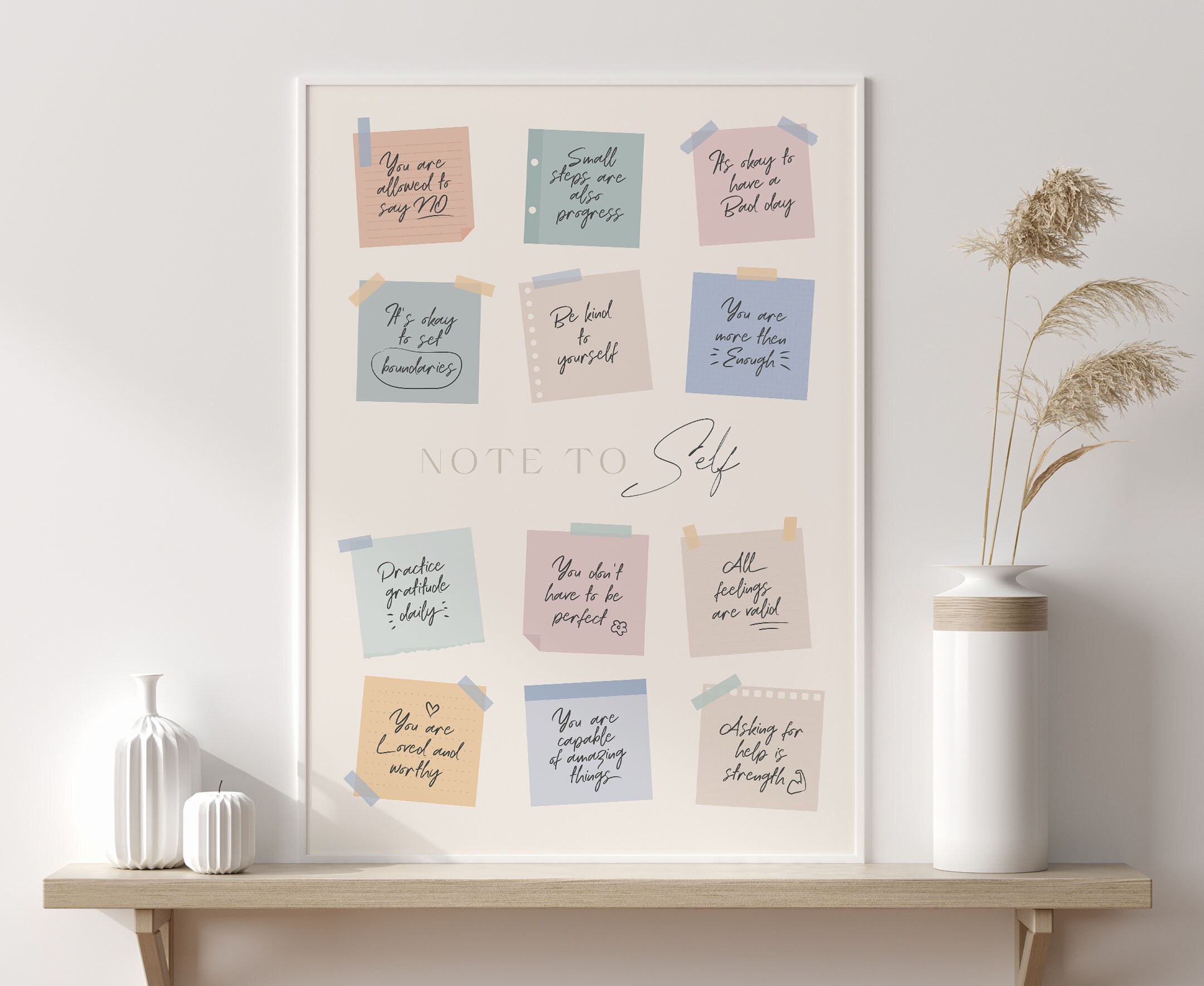 NOTE TO SELF Self Care Reminder Therapy Office Therapist - Etsy