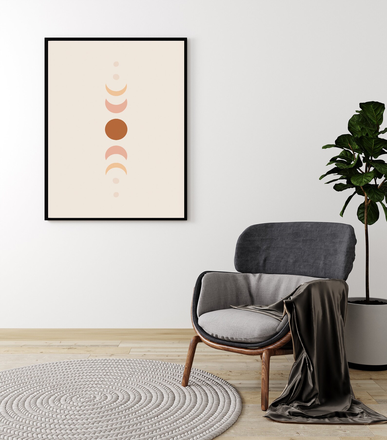 Boho Moon Phase Wall Print Abstract Printable Mid Century - Etsy