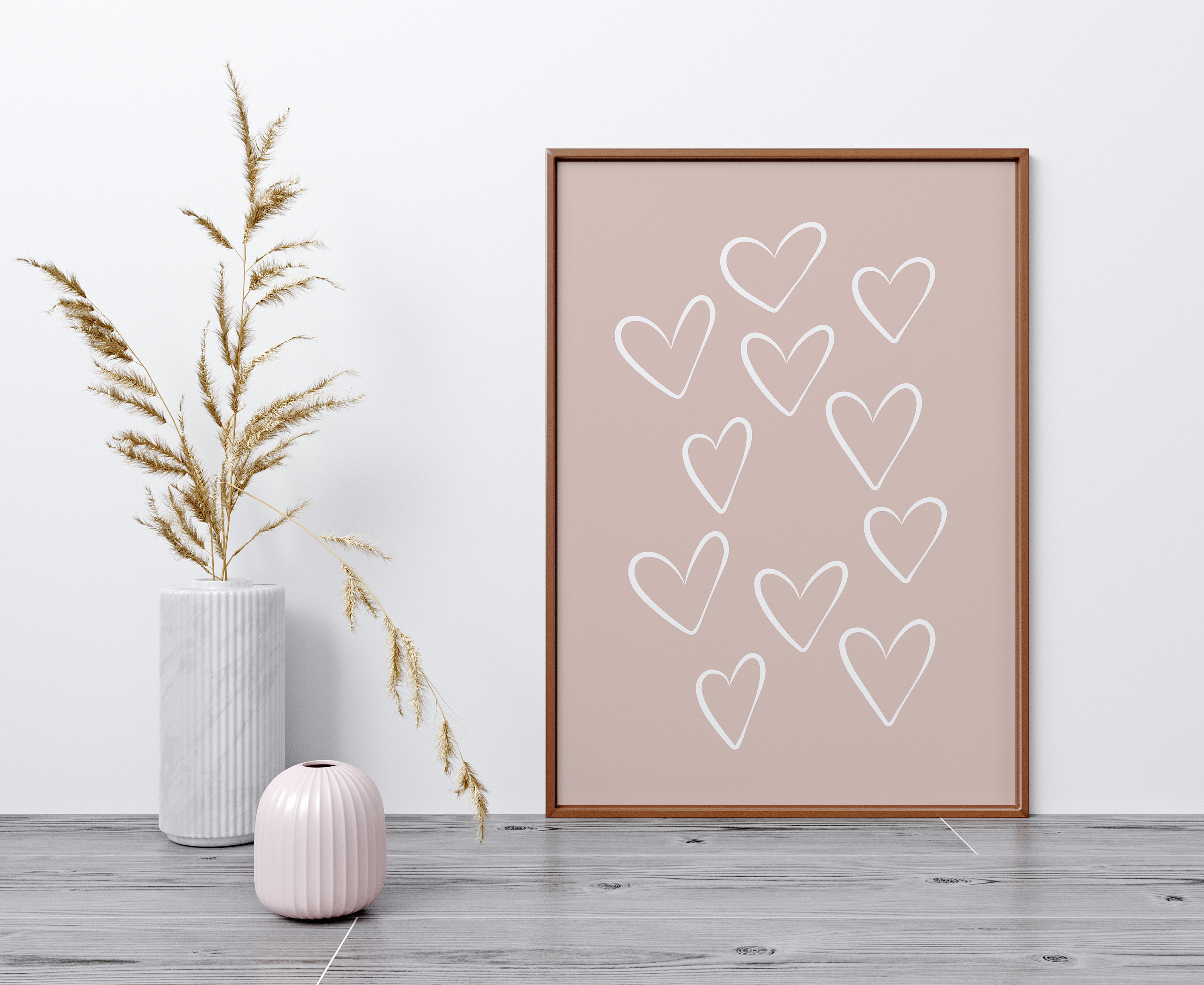 Hearts print love print boho hearts romantic wall art | Etsy