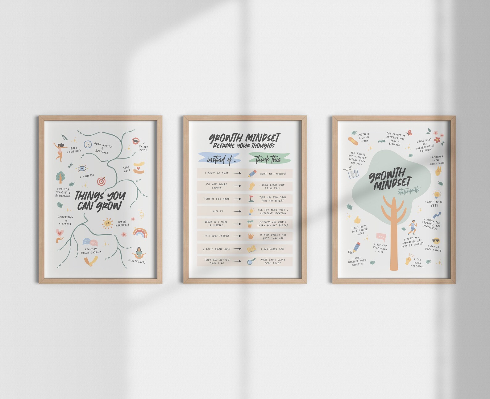 GROWTH MINDSET Set of 3 Classroom Decor Positive Playroom - Etsy
